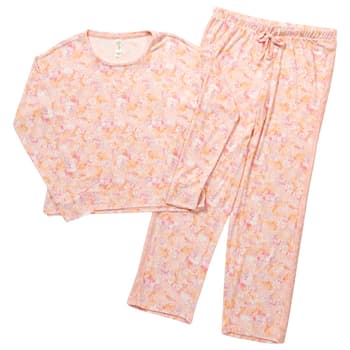 Petite Jessica Simpson Long Sleeve Flower Wide Leg Pajama Set - Boscov's