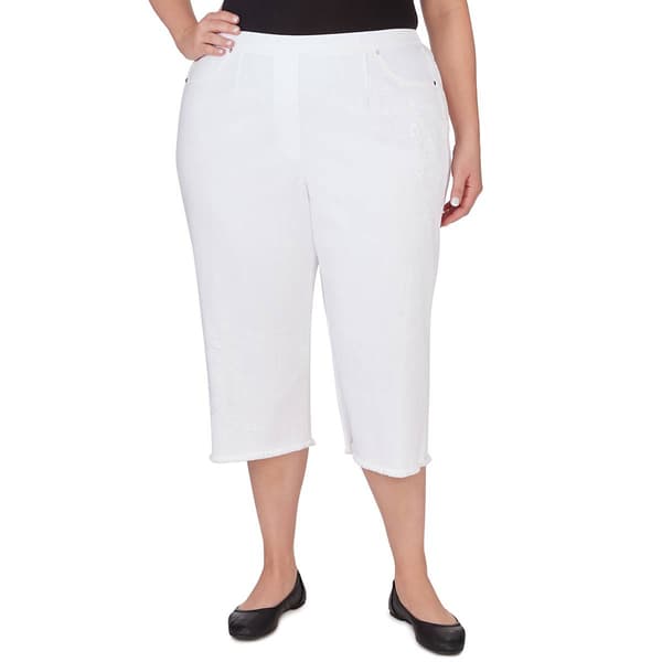Plus Size Alfred Dunner Denim Embroidered Capris - Boscov's