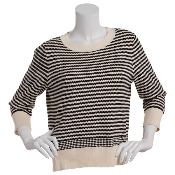 Womens Adrianna Papell 3/4 Sleeve Stripe Scallop Edge Sweater - Boscov's
