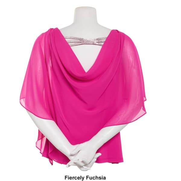 Petite MSK Asymmetrical Chiffon Overlay Cowl Back Blouse - Boscov's