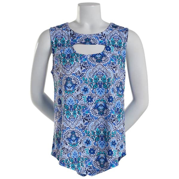 Petite Emily Daniels Cutout Neck Folklore Floral Blouse - Boscov's