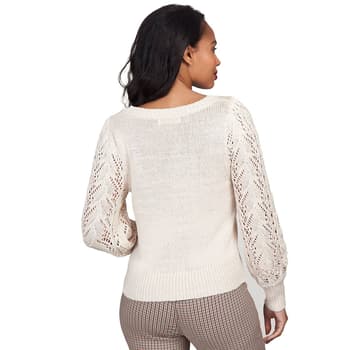Petite Skye’s The Limit Herbs & Spices Long Lacy Sleeve Sweater - Boscov's