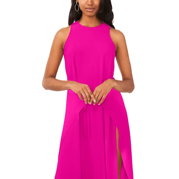 Womens MSK Solid Sleeveless Front Crew Neck Twill Wrap Maxi Dress ...