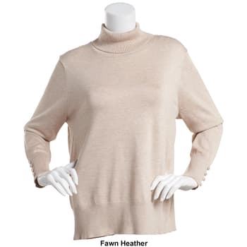 Plus Size Retrology Long Button Sleeve Turtleneck Sweater - Boscov's