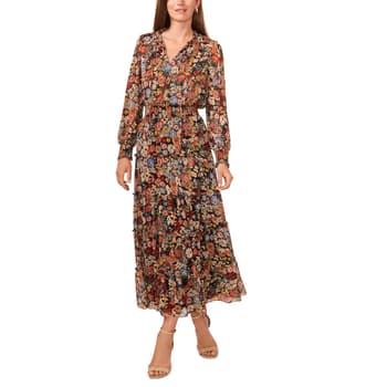 Womens MSK Long Sleeve Floral Chiffon Tier Maxi Dress - Boscov's