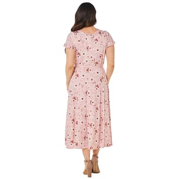 Womens Perceptions Short Sleeve Floral Midi Dress with Belt - Boscov's