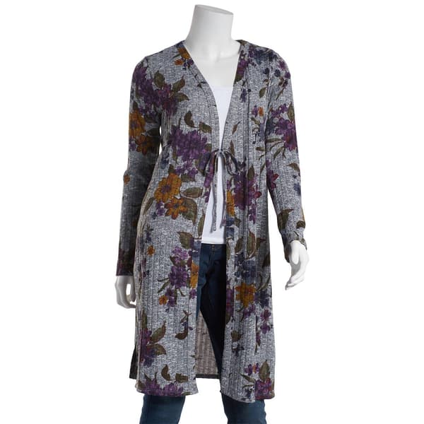Juniors A. Byer Floral Rib Hacci Tie Front Duster - Boscov's