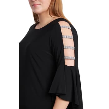 Plus Size MSK Rhinestone Ladder Trim Bell Sleeve Blouse - Boscov's