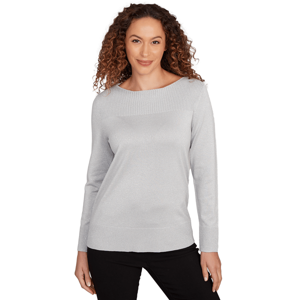 Womens Emaline Special Items Long Sleeve Boat Neck Lurex Sweater - Boscov's
