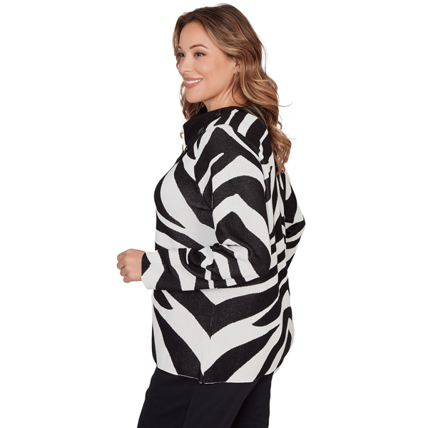 Plus Size Emaline Holiday Items Long Sleeve Zebra Sweater - Boscov's