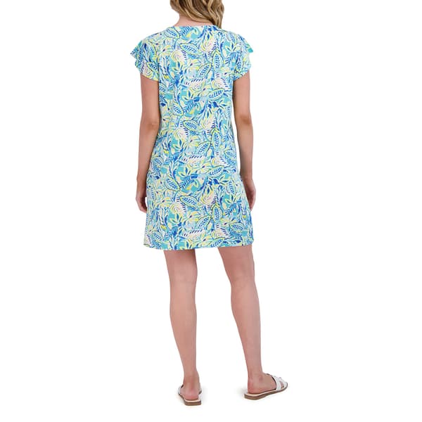 Womens Stella Parker Ruffle Short Sleeve Tassel Trim Leafy Dress - Boscov's