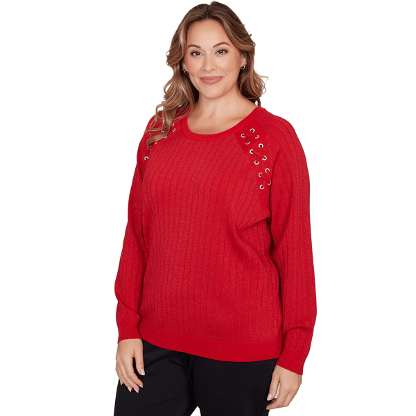 Plus Size Emaline Holiday Items Long Sleeve Ribbed Sweater - Boscov's