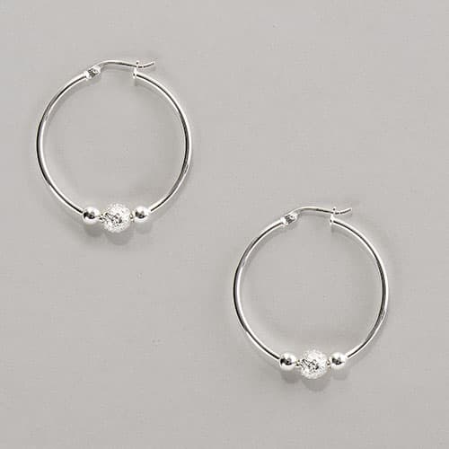 Designs by FMC Sterling Silver 3 Bead Hoop Earrings - Boscov's