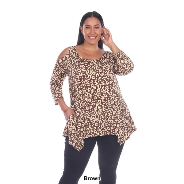 Plus Size White Mark Leopard Cold Shoulder Tunic - Boscov's