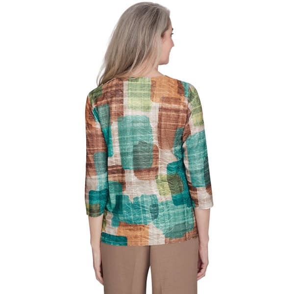 Plus Size Alfred Dunner Emerald Isle Color Block Texture Blouse - Boscov's