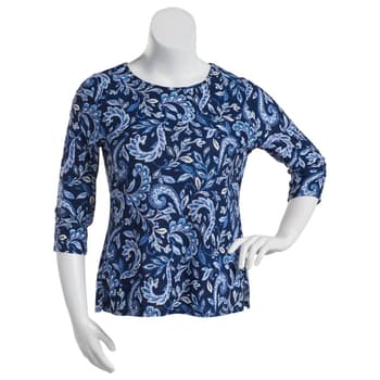 Plus Size Emily Daniels 3/4 Sleeve Paisley Jacquard Tunic - Boscov's