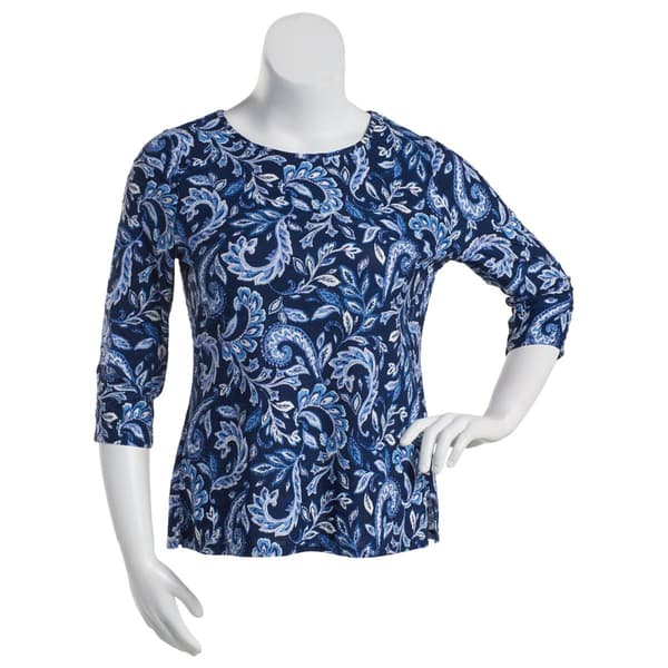 Plus Size Emily Daniels 3/4 Sleeve Paisley Jacquard Tunic - Boscov's