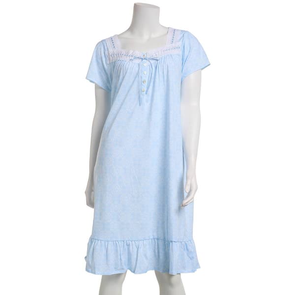 Womens Sophia by René Rofé® Damask Geo Lace Trim Nightgown - Boscov's