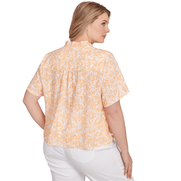 Plus Size Hearts of Palm Peachy Keen Floral Tie Front Blouse - Boscov's