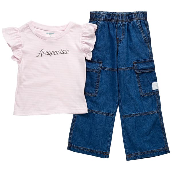 Girls (4-6x) Aeropostale 2pc. Stripe Top & Denim Cargo Pants Set - Boscov's