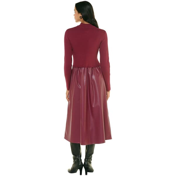 Womens Nanette Lepore Long Sleeve Mock Pleather Sweater Dress - Boscov's
