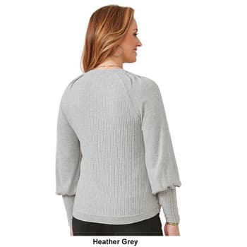 Petite Democracy Blouson Sleeve Studded Cuff V-Neck Top - Boscov's