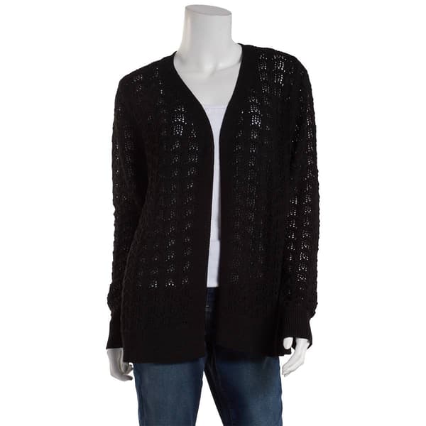 Petites Napa Valley Long Sleeve Pointelle Open Front Cardigan - Boscov's