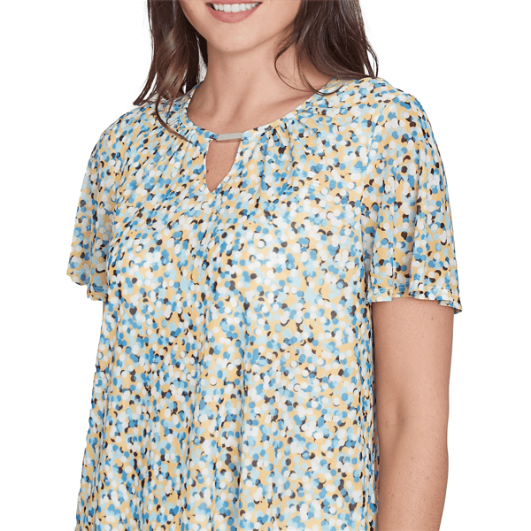 Petite Emaline Boston Short Flutter Sleeve Abstract Dots Tee - Boscov's