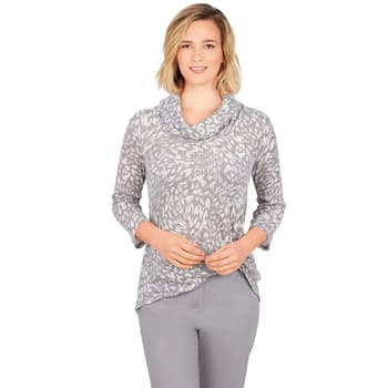 Petite Ruby Rd. Ready Set Shine 3/4 Sleeve Abstract Animal Top - Boscov's