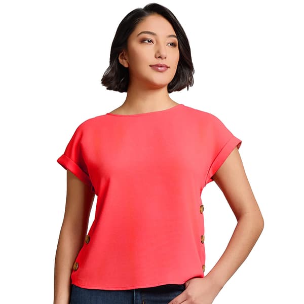Womens Jones New York Short Sleeve Side Button Solid Blouse - Boscov's