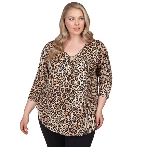 Plus Size Ruby Rd. Must Haves II Cheetah O Ring Blouse - Boscov's
