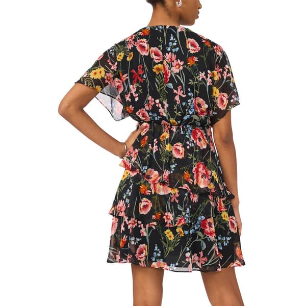 Womens MSK Short Sleeve V-Neck Chiffon Tier Shift Dress - Boscov's