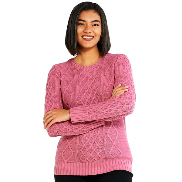 Petite Preswick & Moore Cable Knit Crew Neck Sweater - Boscov's
