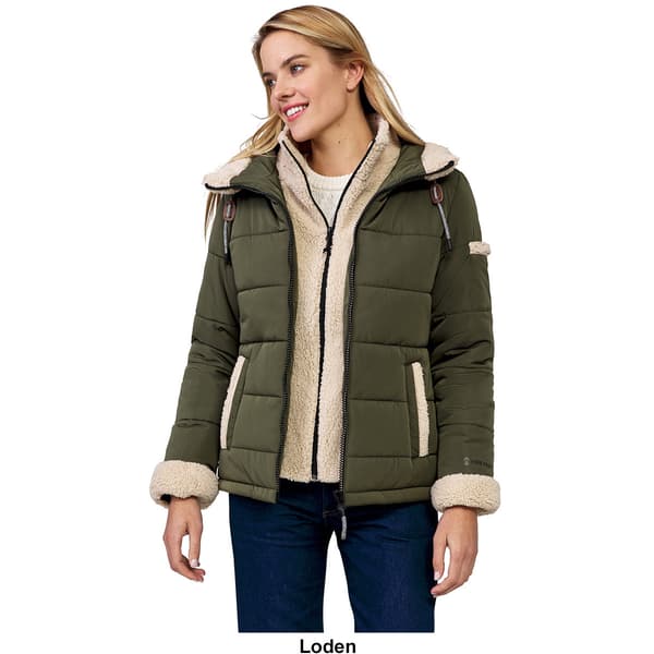 Plus Size Free Country Puffer Coat w/Sherpa Bib - Boscov's