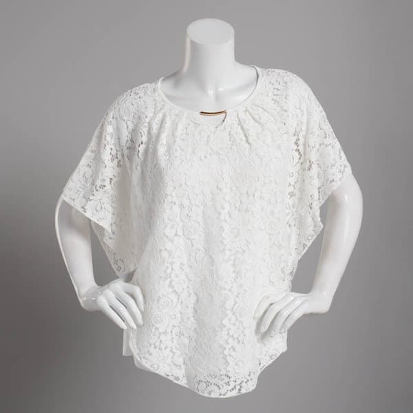 Womens NY Collection Tonal Lace Popover Top - Boscov's