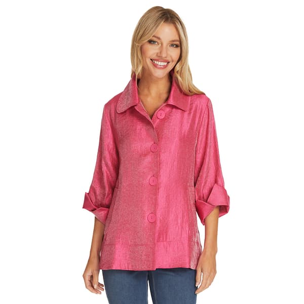 Womens Ali Miles 3/4 Cuffed Sleeve Solid Shimmer Jacket - Boscov's