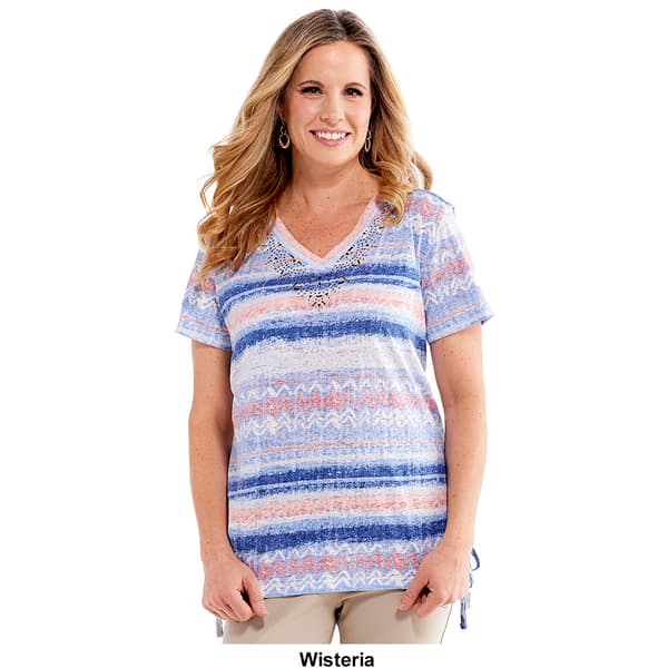 Plus Size Erika Beth Short Sleeve V-Neck Top with Studs - Boscov's