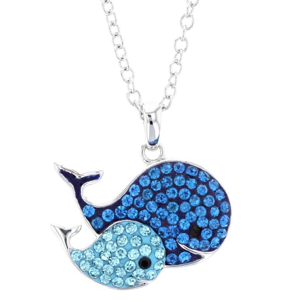 Crystal Critter Silver-Tone Mom & Baby Whale CZ Pendant Necklace - Boscov's