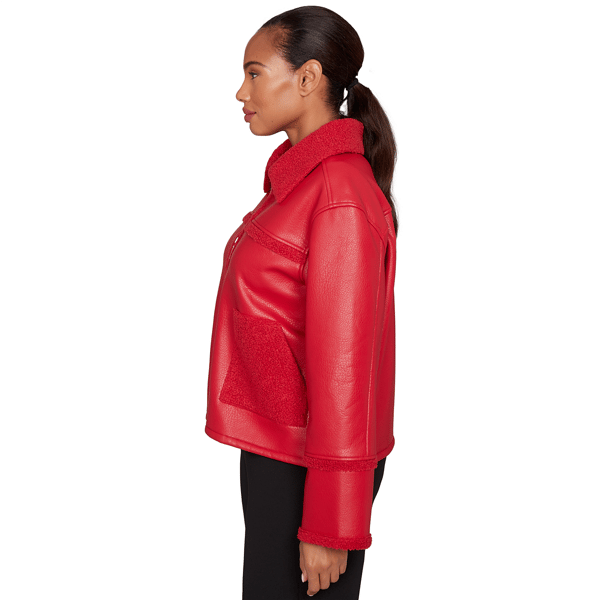 Womens Ruby Rd. Red Allure Shearling Faux Leather Jacket - Boscov's