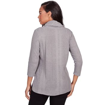 Petite Hearts of Palm Berry In Love Solid Heather Hatchi Sweater - Boscov's