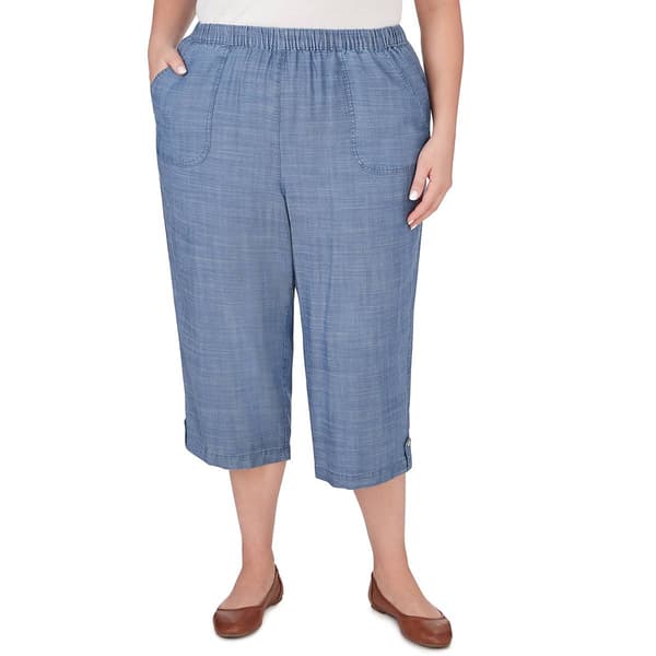 Plus Size Alfred Dunner Blue Bayou Textured Capris - Boscov's