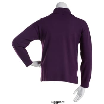 Petite Napa Valley Long Sleeve Cable Front Turtleneck Sweater - Boscov's