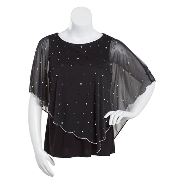 Plus Size MSK Farage Beaded Trim Overlay Blouse - Boscov's