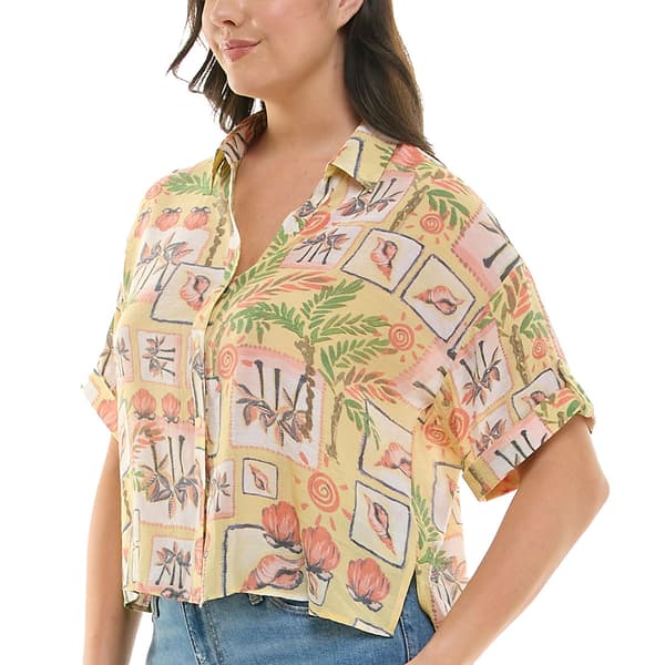 Womens Zac & Rachel Tropical Beach Button Down Blouse - Boscov's