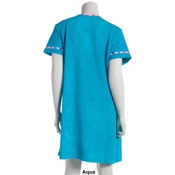 Womens Jasmine Rose Short Sleeve Pique Zip Robe with Turtle Trim - Boscov's