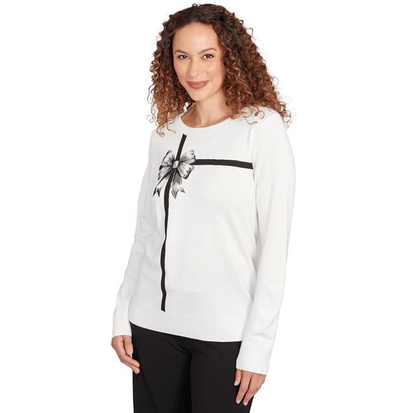 Womens Emaline Holiday Items Long Sleeve Bow Sweater - Boscov's