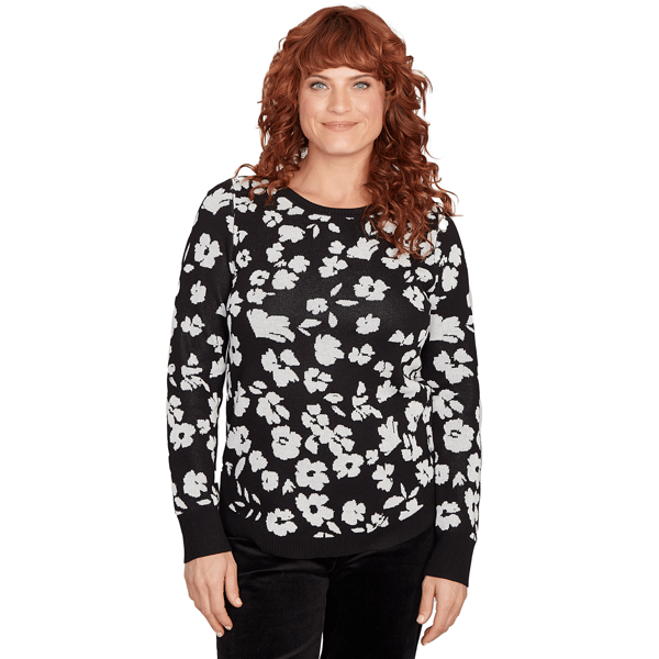 Womens Emaline Deerfield Long Sleeve Floral Round Neck Sweater - Boscov's