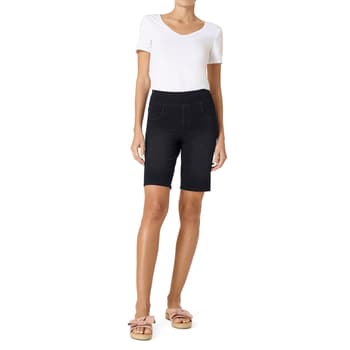 Womens HUE® High Rise Denim Bermuda Shorts - Boscov's