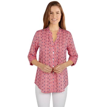 Womens Ruby Rd. Summer Fun Button Front 3/4 Sleeve Top - Boscov's