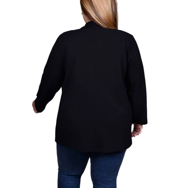 Plus Size NY Collection Solid Shawl Collar Ponte Open Blazer - Boscov's